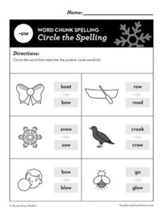 -Ow Long O Word Family Worksheets No Prep Long Vowel O Chunk Spelling ...