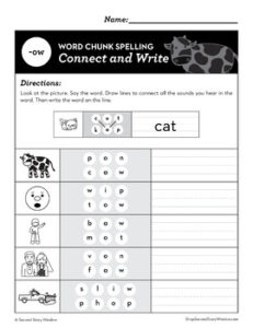 -Ow Word Family Worksheets No Prep Diphthong ow Chunk Spelling - Second ...