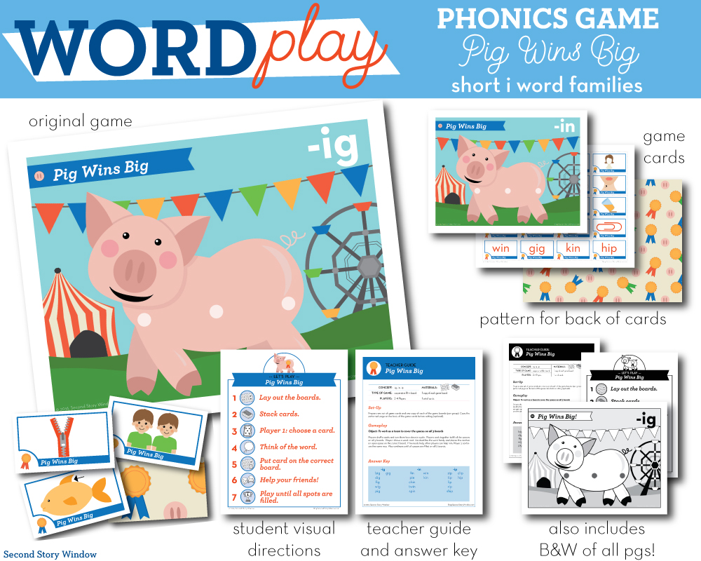 Pig Wins Big Short I Word Families Phonics Game - Words Their Way Game ...