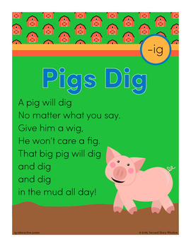 Pigs Dig - ig Word Family Poem of the Week - Short Vowel I Fluency Poem ...