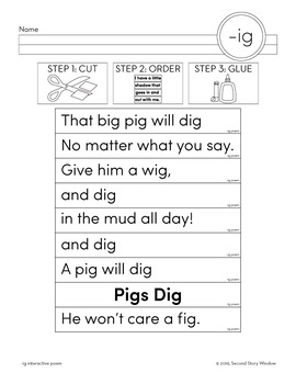 Pigs Dig - ig Word Family Poem of the Week - Short Vowel I Fluency Poem ...