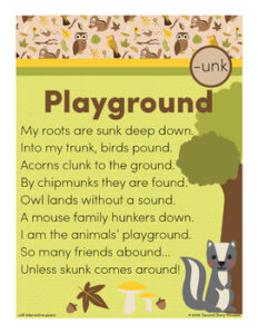 Playground - unk Word Family Poem of the Week - Short Vowel U Fluency ...