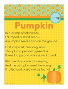Pumpkin - ump Word Family Poem of the Week - Short U Fluency Poem ...