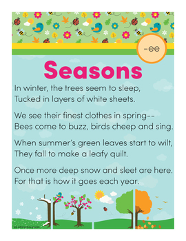Seasons - ee Word Family Poem of the Week - Long Vowel E Fluency Poem ...