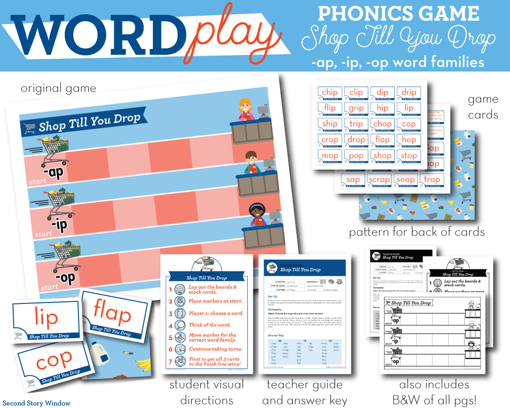 Shop Till You Drop Mixed Vowel Word Families Phonics Game - Words Their ...