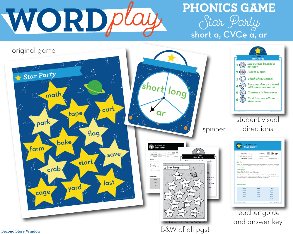 Star Party -ar Phonics Game - Words Their Way Game - Second Story Window
