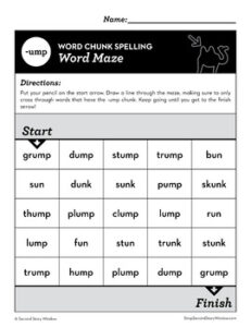 -Ump short u Word Family Worksheets No Prep Chunk Spelling Ending ...
