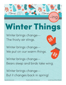 Winter Things - ing Word Family Poem of the Week - Fluency Poem ...