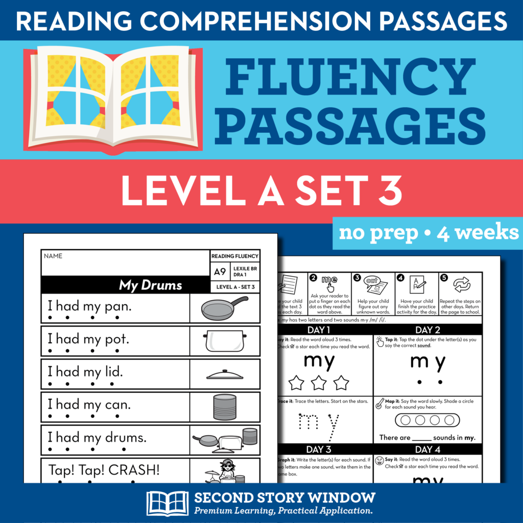 Decodable Passages Reading Fluency and Sight Word Practice Level A Set ...
