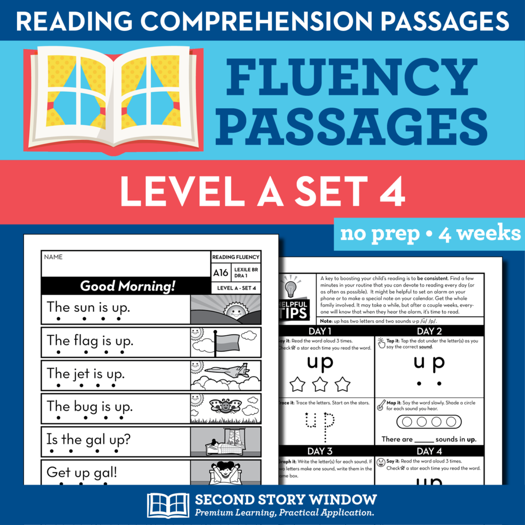 Decodable Passages Reading Fluency and Sight Word Practice Level A Set ...