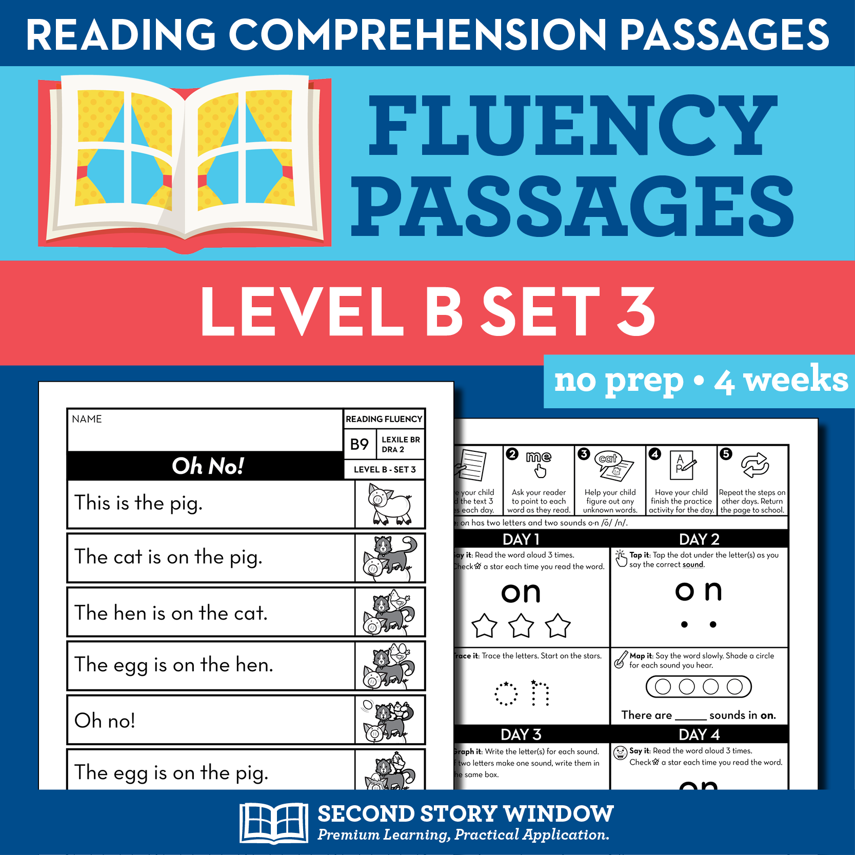 Decodable Passages Reading Fluency and Sight Word Practice Level B Set ...