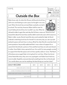 Reading Fluency Homework Level P Set 3 - Second Story Window