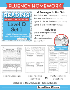 Reading Fluency Homework Level Q Set 1 - Second Story Window