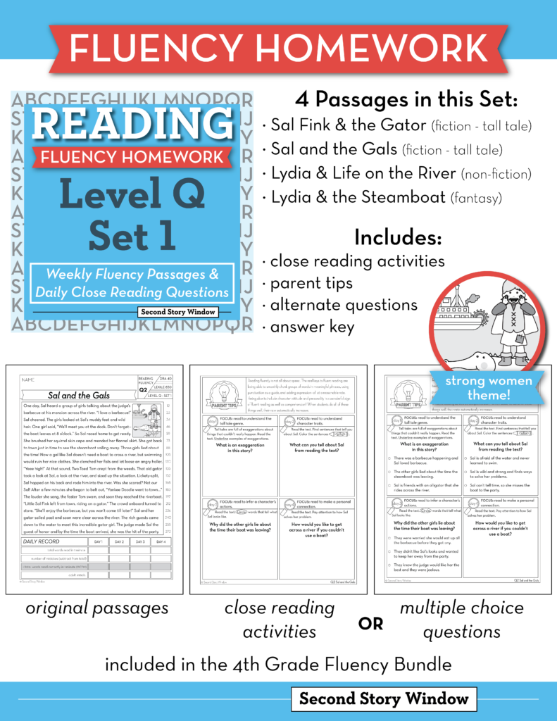 Reading Fluency Homework Level Q Set 1 - Second Story Window