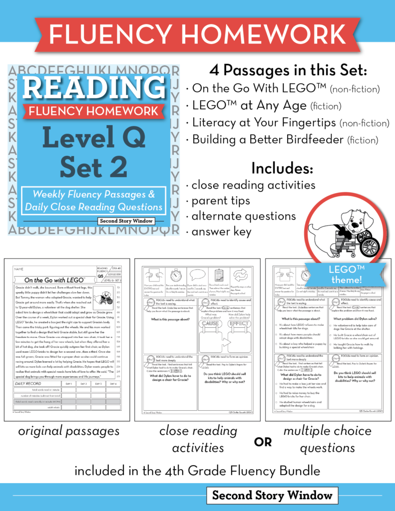 Reading Fluency Homework Level Q Set 2 - Second Story Window