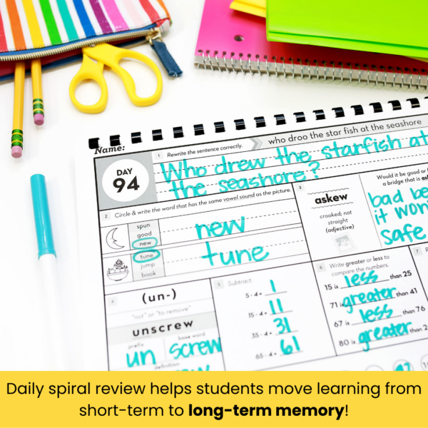 2nd Grade Morning Work Term 3 • Daily Math and ELA Spiral Review ...
