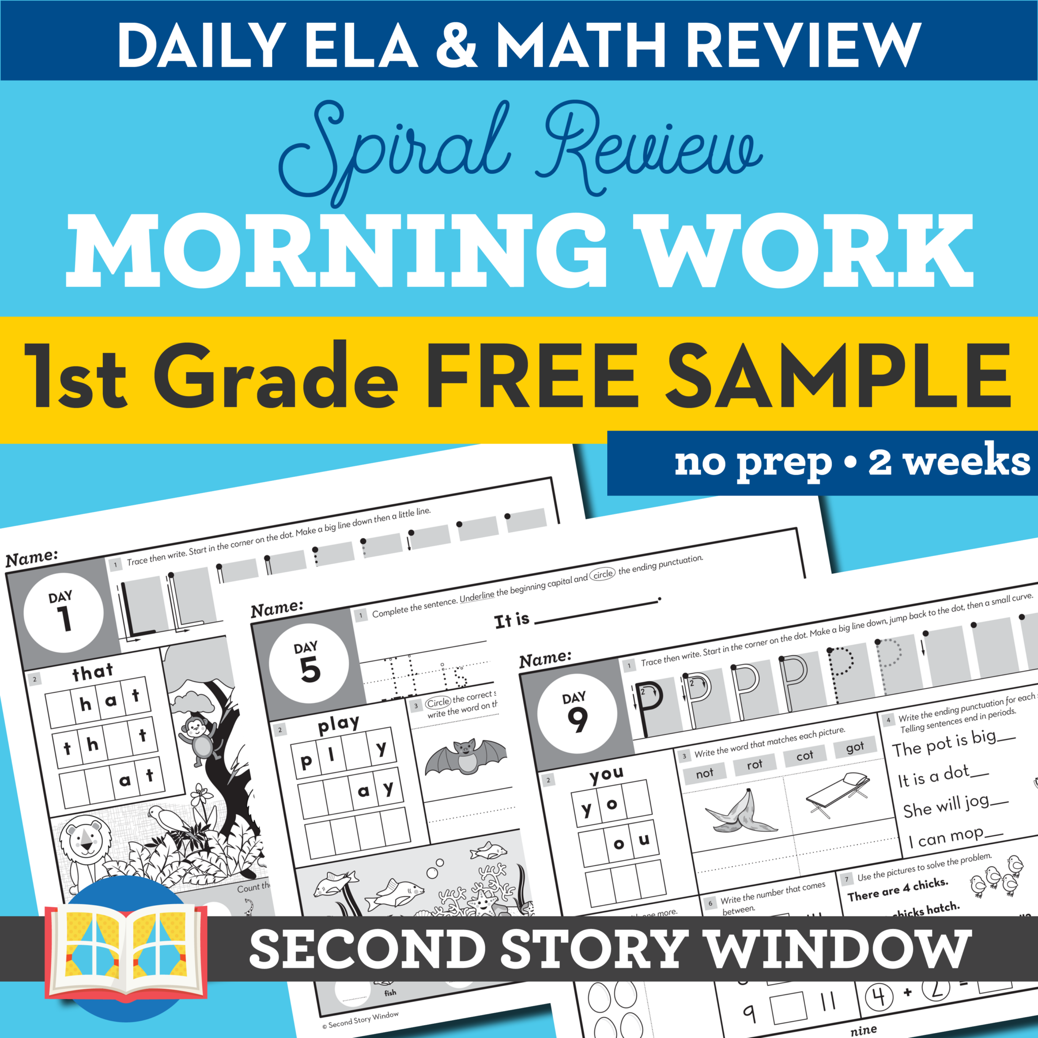 1st Grade Morning Work Free 2 Week Sample - Second Story Window