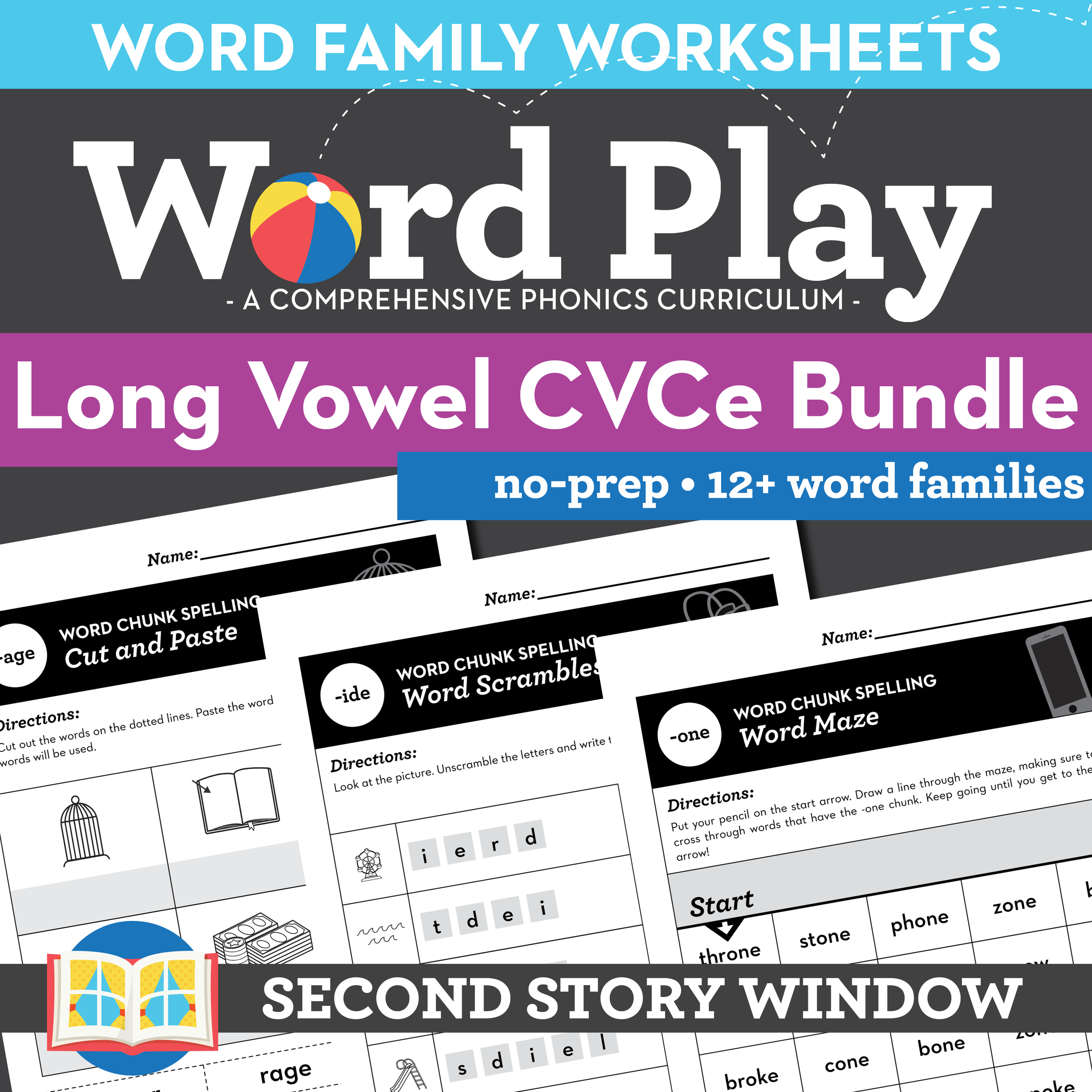Long Vowel CVCe Worksheets & Silent E Word Family Worksheets