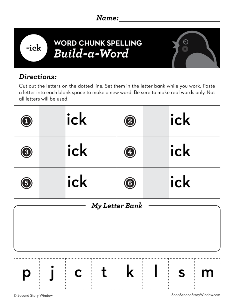 -ick Word Family Worksheets No Prep Short Vowel i Ending Digraph ...