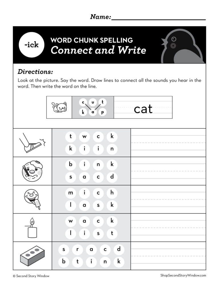 -ick Word Family Worksheets No Prep Short Vowel i Ending Digraph ...