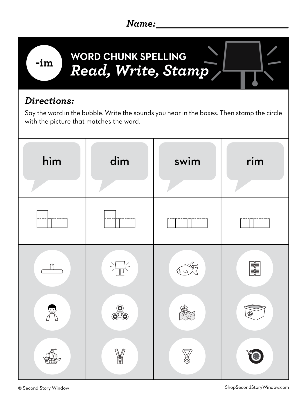 -Im Word Family Worksheets No Prep Short Vowel I Chunk Spelling ...