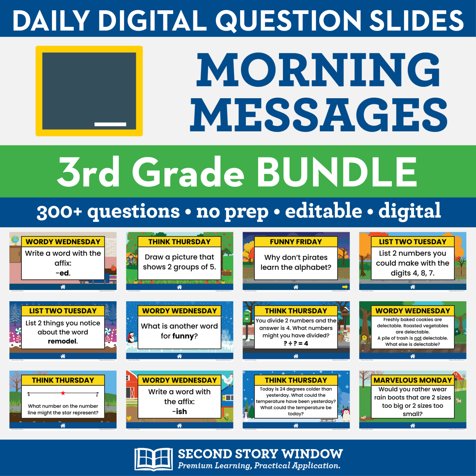 3rd Grade Morning Messages Slides Bundle for Morning Meeting - Second ...