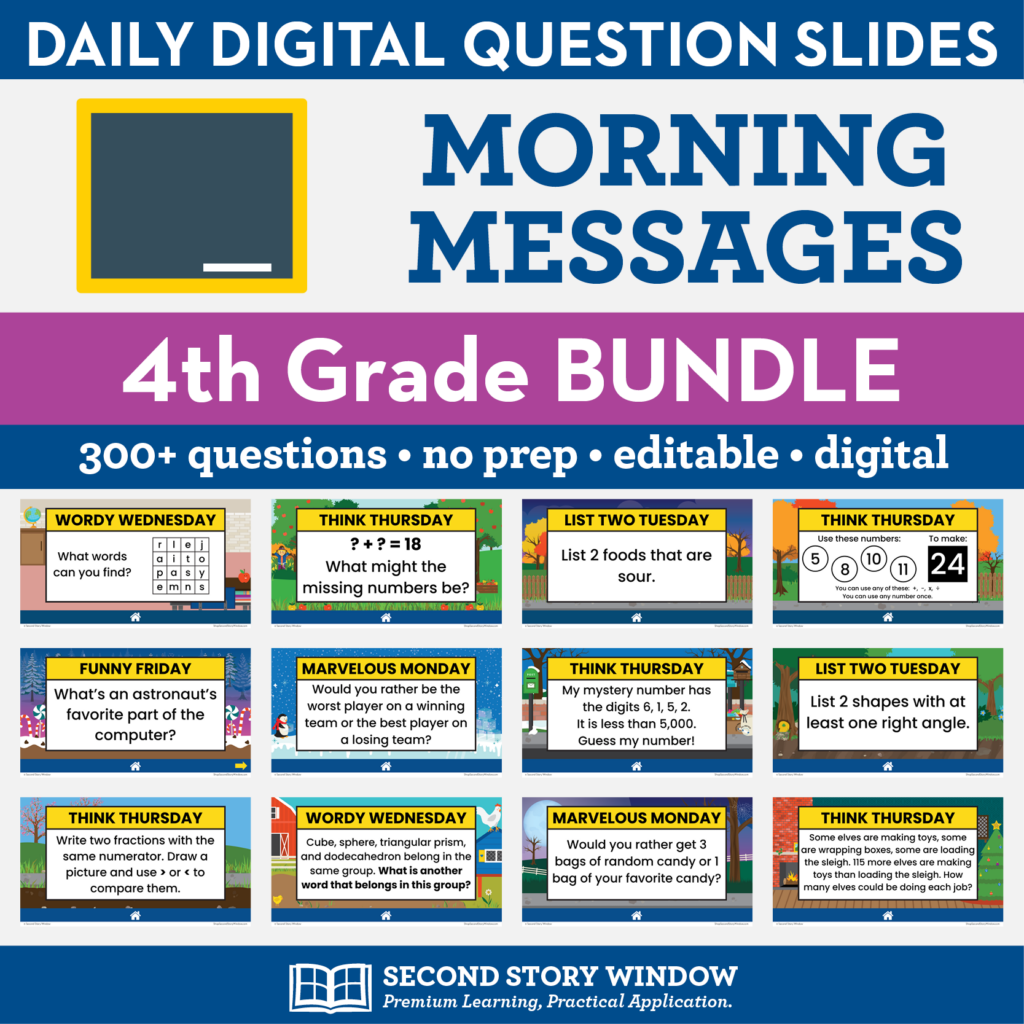 4th Grade Morning Messages Slides Bundle for Morning Meeting - Second ...
