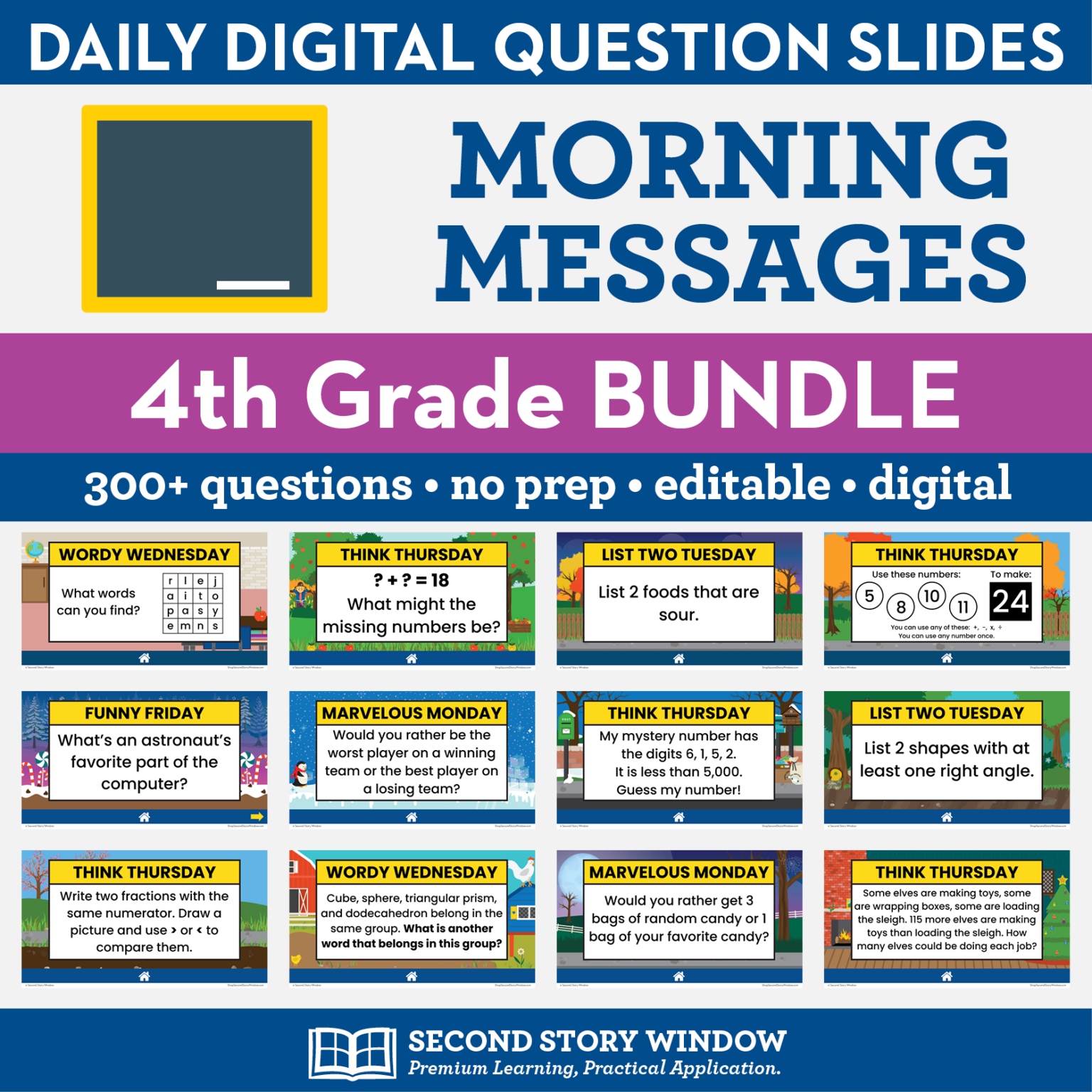 4th Grade Morning Messages Slides Bundle for Morning Meeting - Second ...