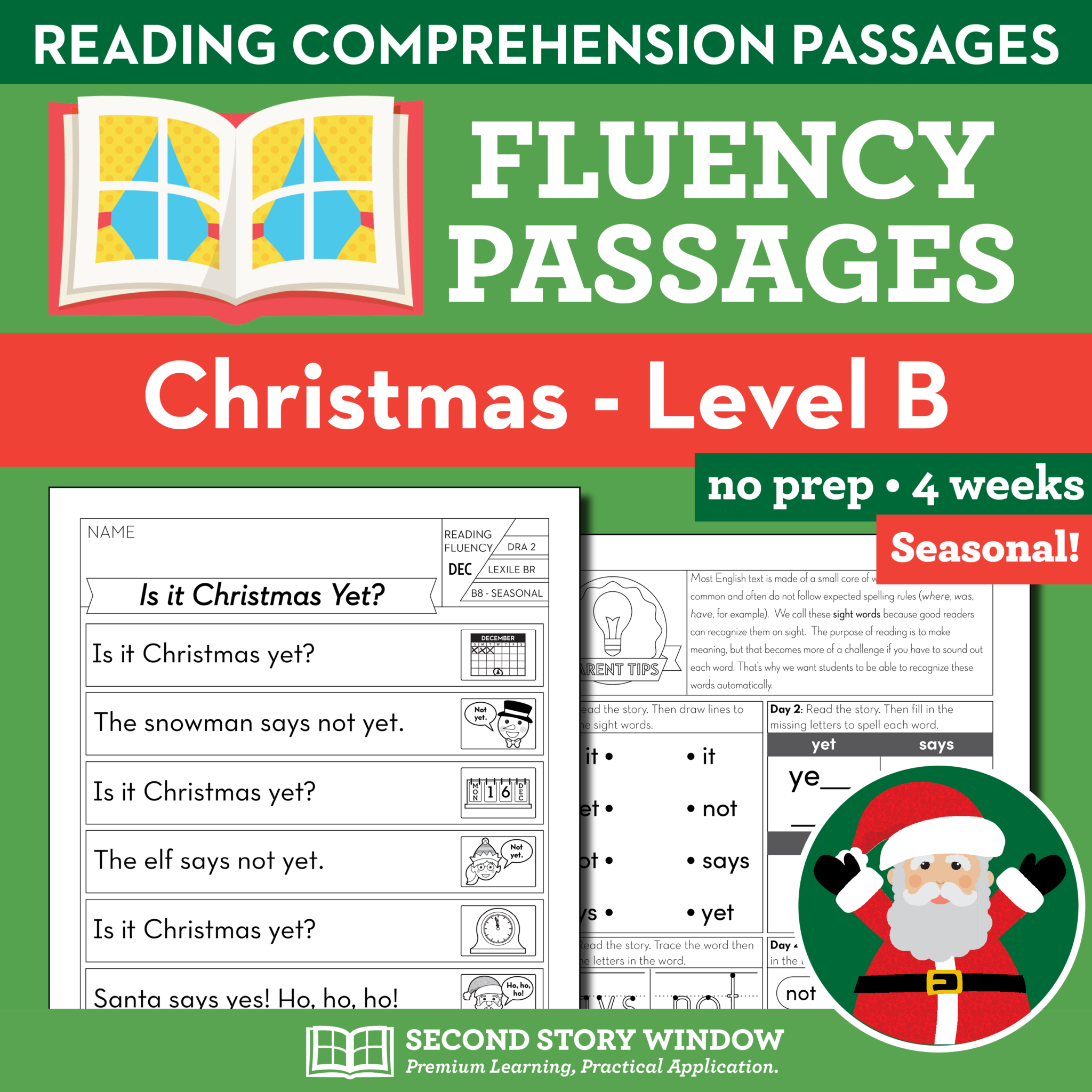 Christmas Reading Fluency Level B - Seasonal Early Reading & Sight Word ...