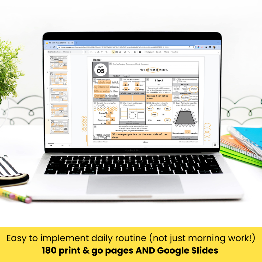 4th Grade Morning Work • Spiral Review Morning Work Fourth + Google ...