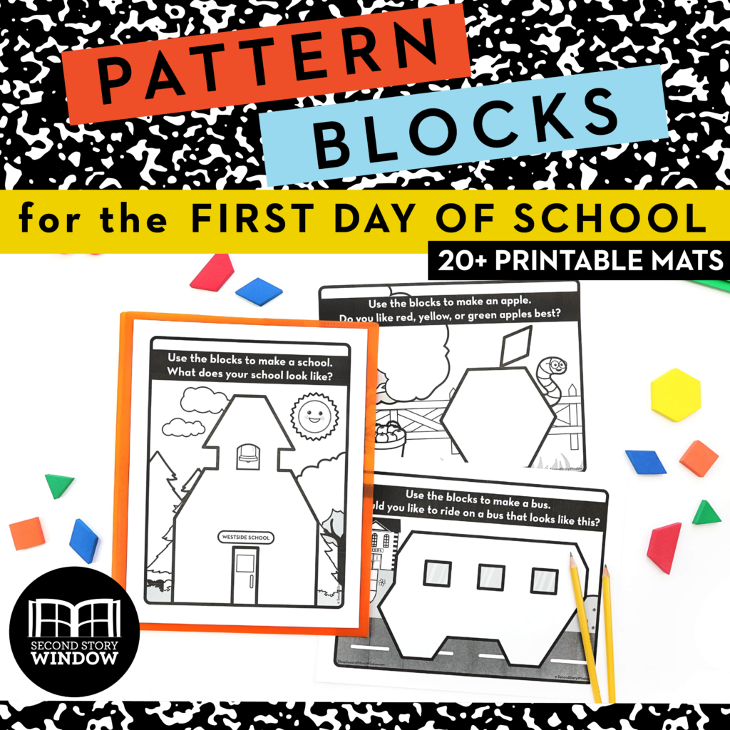 First Day of School Pattern Block Activities Mats for Back to School