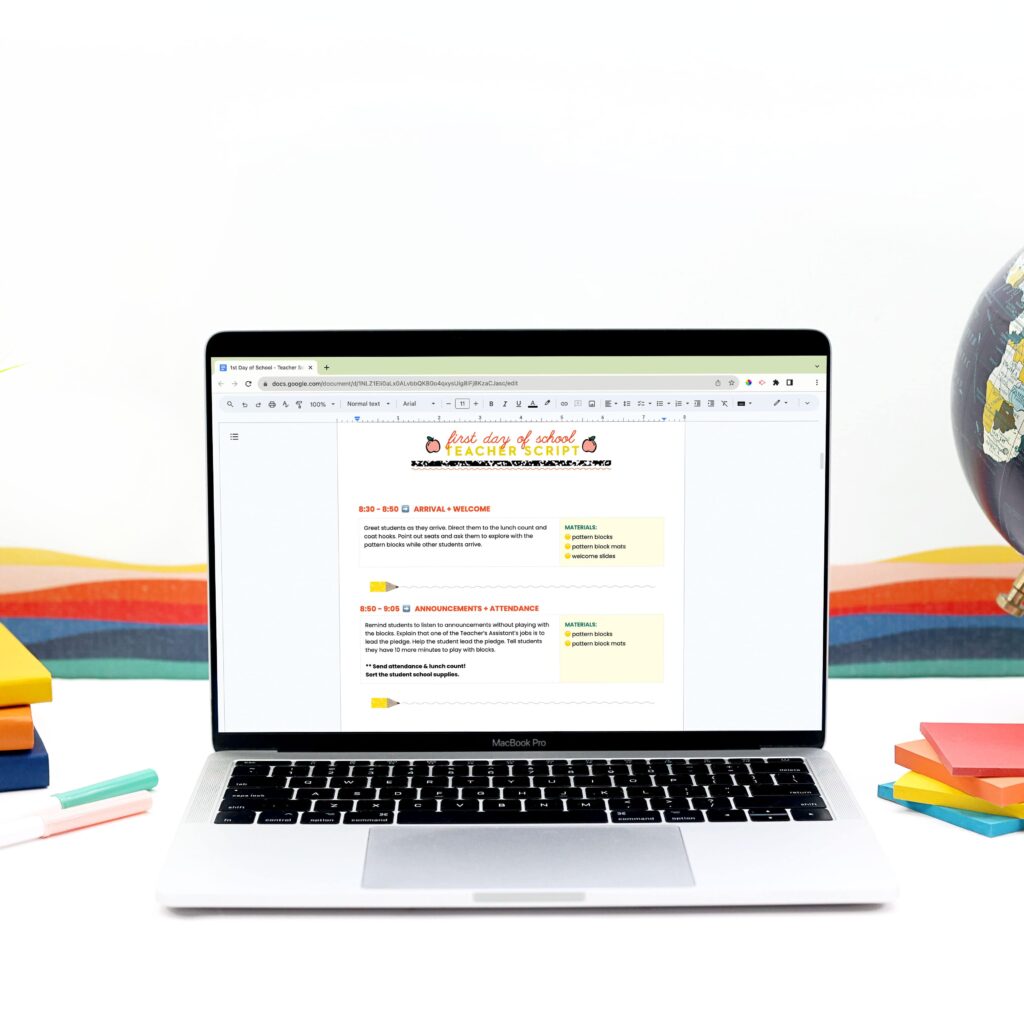 First Day of School Lesson Plan and Planning Guide for First Week