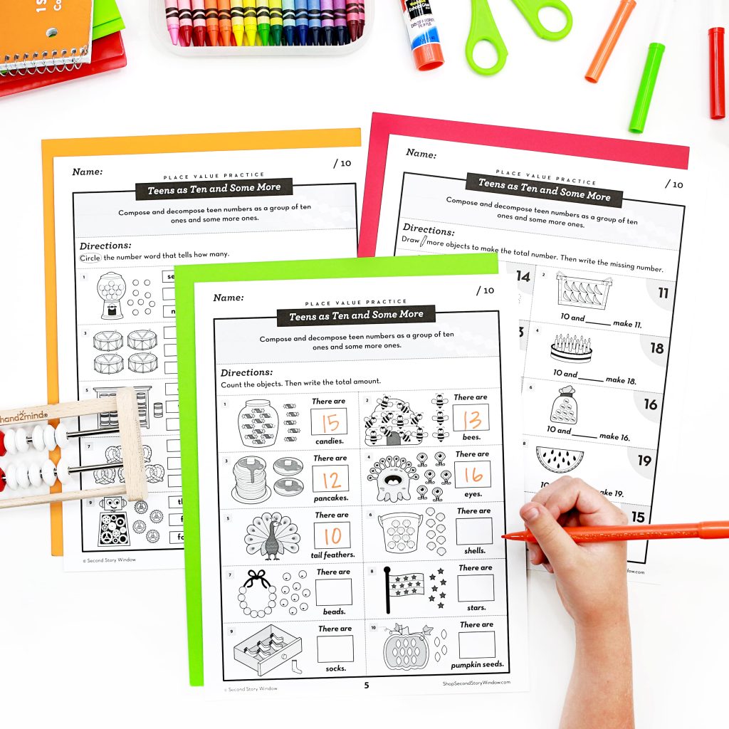 Place Value Worksheets for Teen Numbers with Place Value Tens and Ones ...