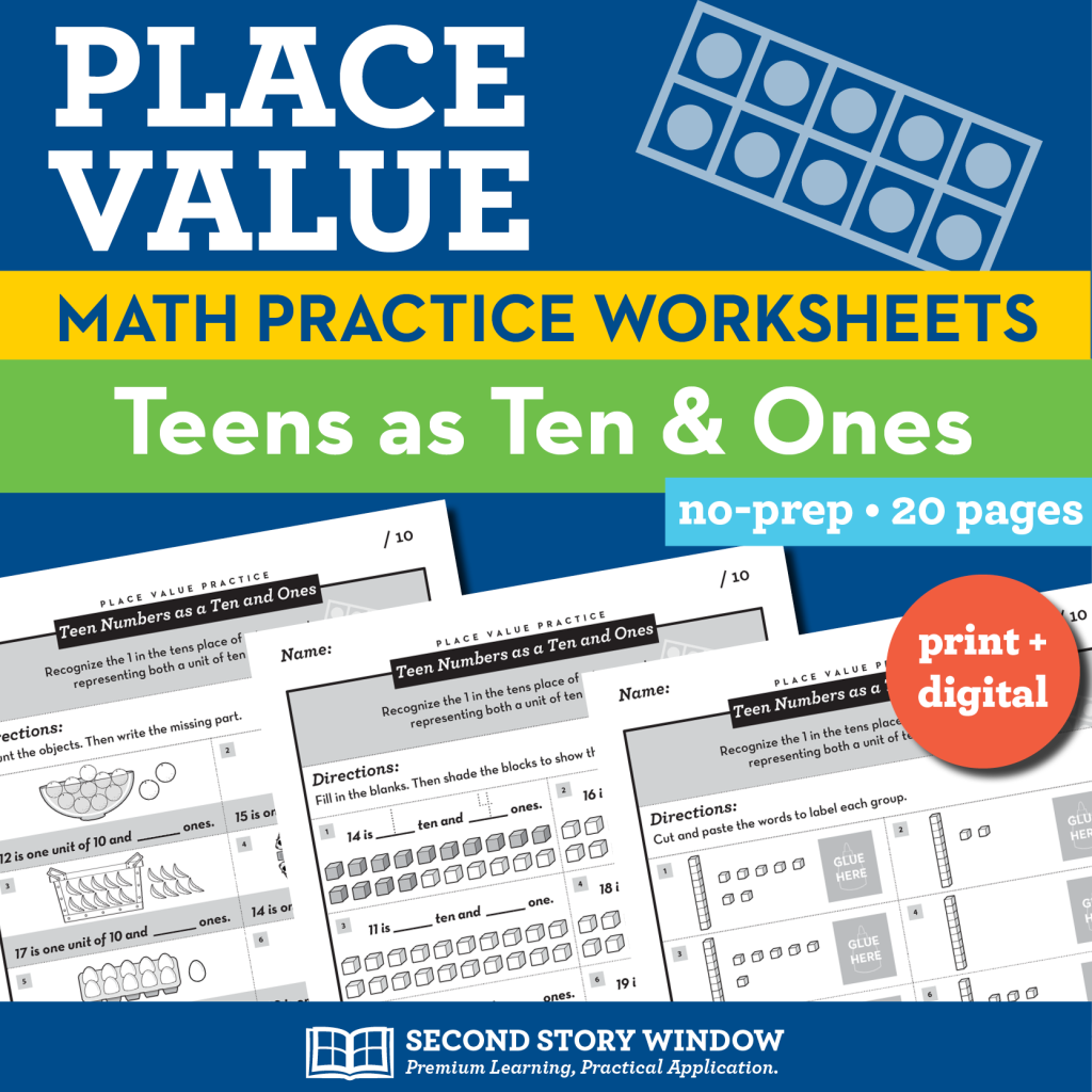 Place Value Worksheets - Teen Numbers as Ten and Ones (Set 3) - Second ...