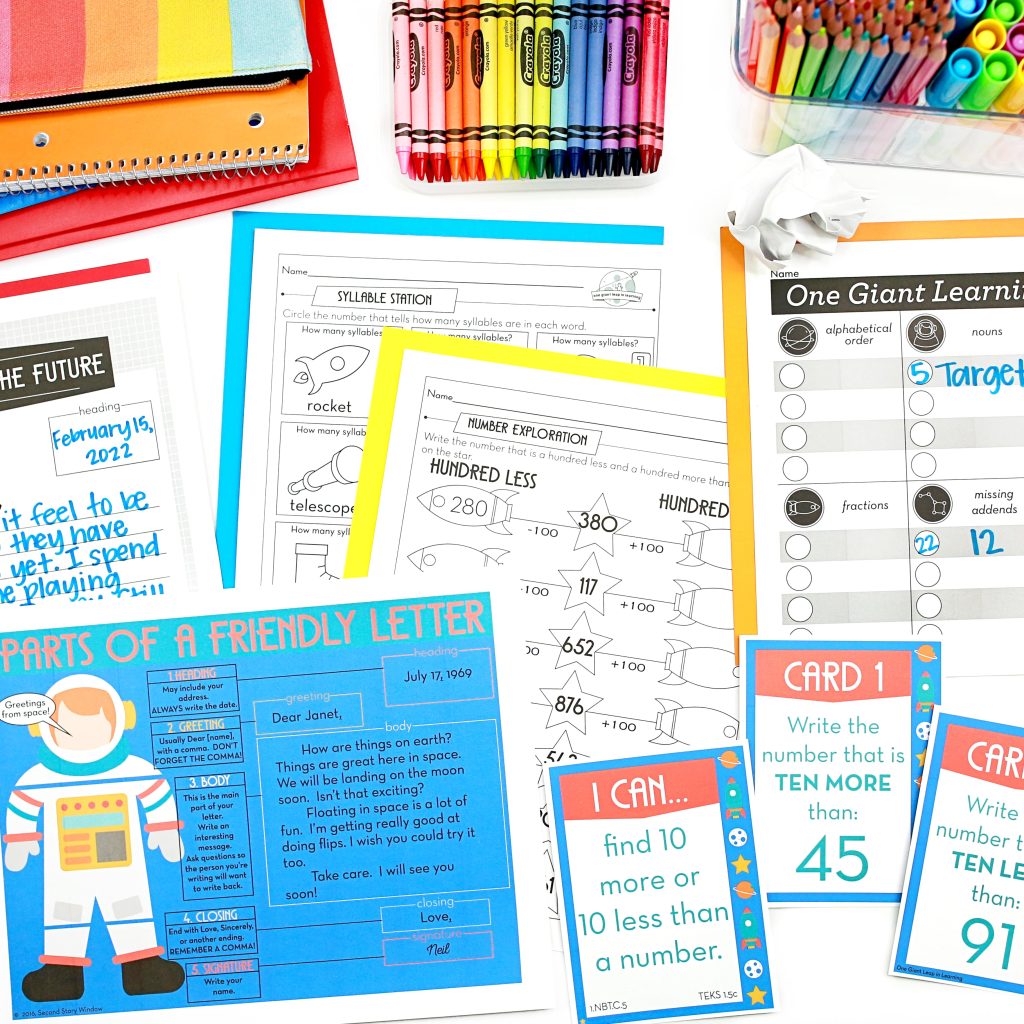 Space Theme Day Differentiated End of Year Review Activities - Second ...