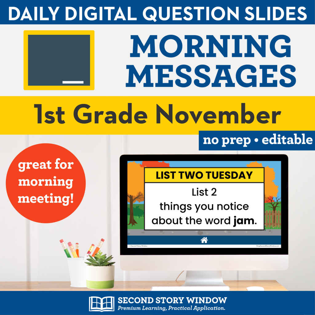1st Grade November Fall Morning Messages Google Slides and Printables ...