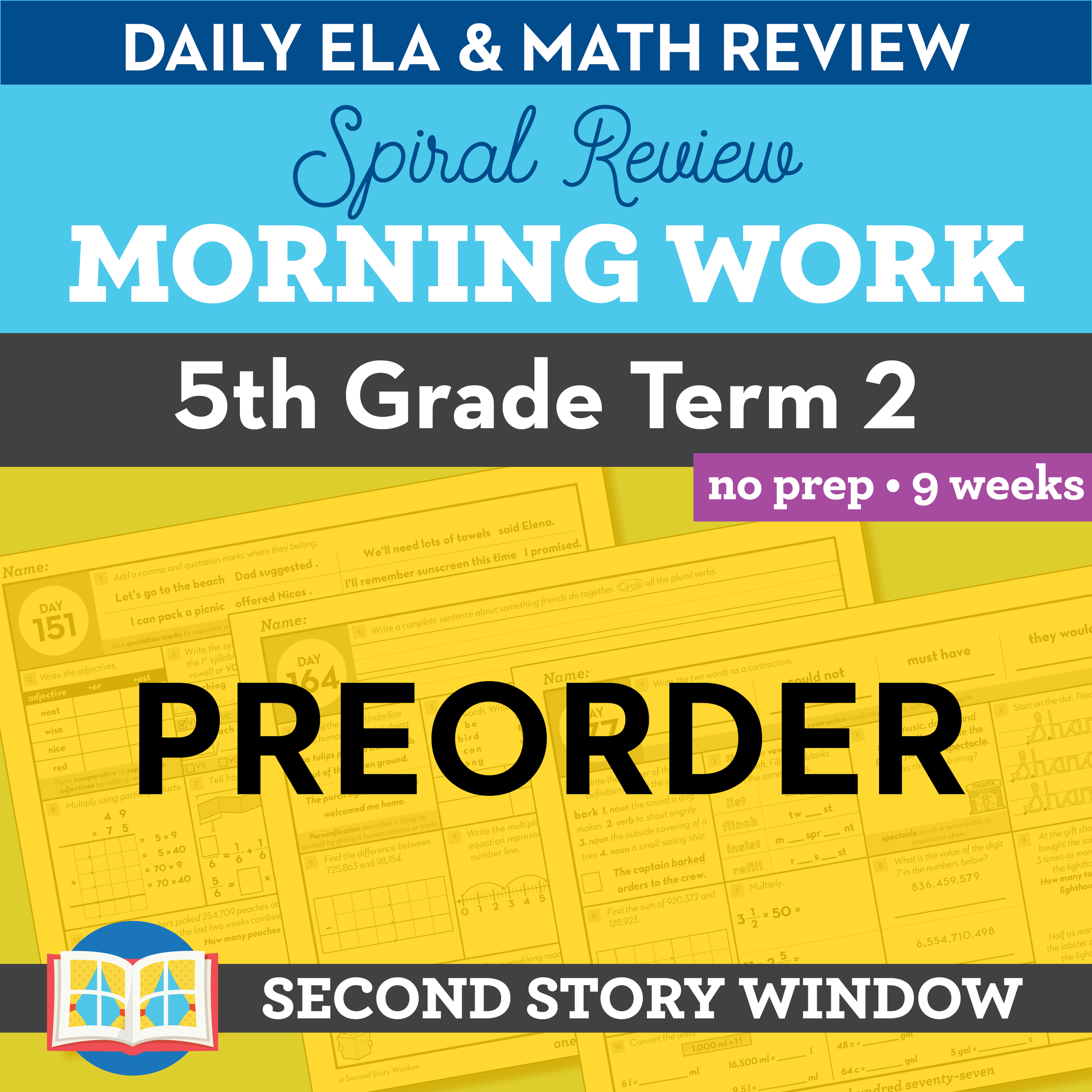 PREORDER 5th Grade Morning Work Term 2 Math and ELA Fifth Grade Spiral ...